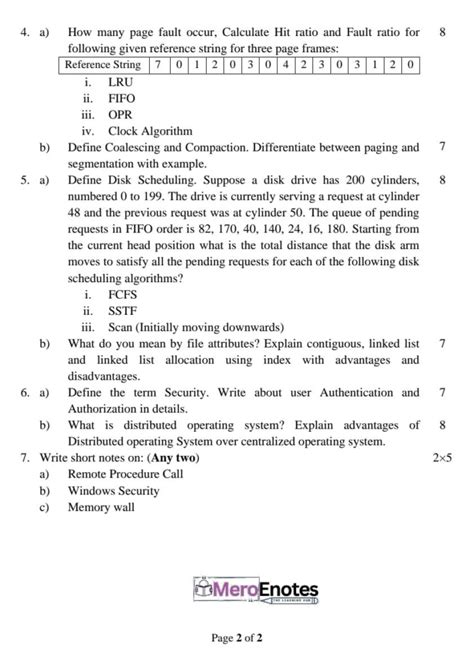 Pokhara University Pu Bca Operating System Question Paper 4th Semester Mero Enotes