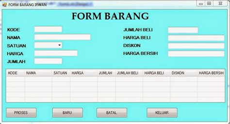 CONTOH PEMBUATAN PROGRAM FORM PENJUALAN BARANG DENGAN VB Pak Gulo