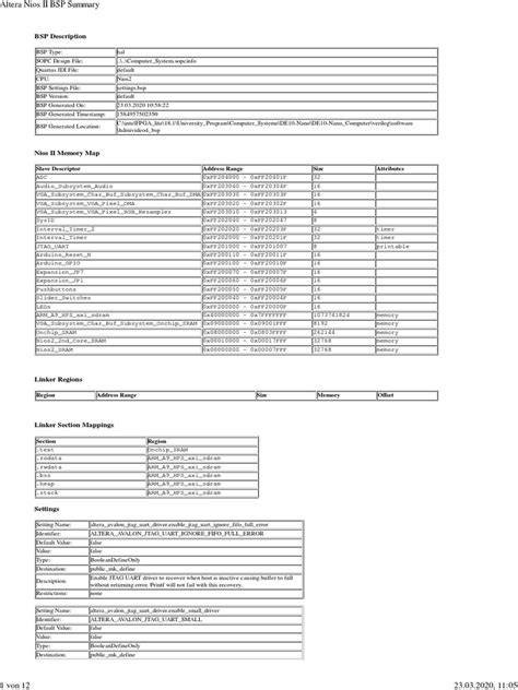 Altera Nios Ii Bsp Summary Pdf System Software Computer Science