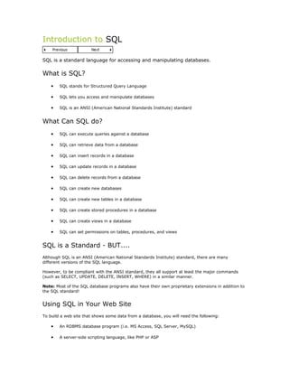 Introduction to sql | PDF