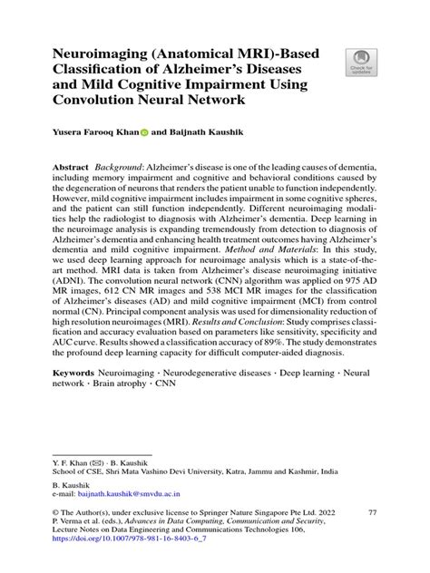 Neuroimaging Anatomical Mri Based Classification Of Alzheimers Diseases And Mild Cognitive
