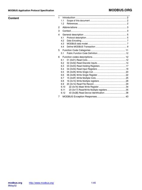 Modbus Application Protocol V1 Pdf Communications Protocols Internet Protocol Suite