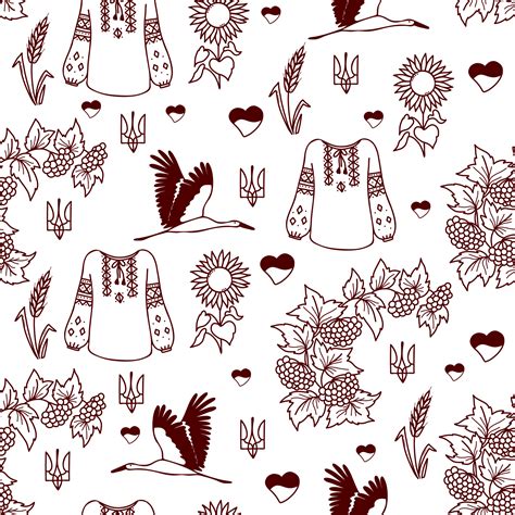 Ukrainian Seamless Pattern Outline Linear Ukrainian Symbols 11791793 Png