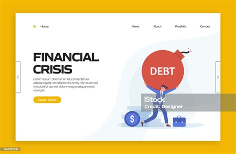 경제 금융 위기 및 불황 개념 벡터 일러스트 랜딩 페이지 템플릿 웹 사이트 배너 광고 및 마케팅 자료 온라인 광고 비즈니스