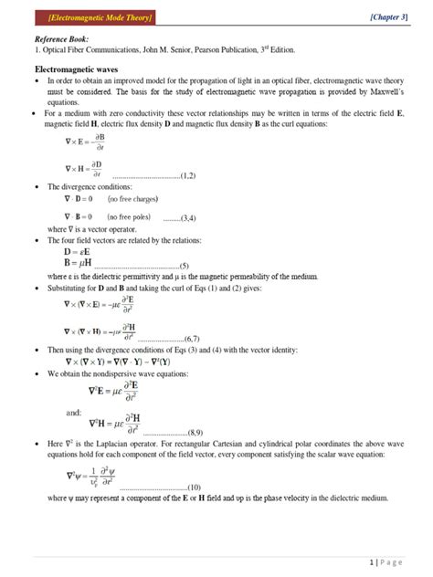 Ec432 Ch3 Electromagnetic Mode Theory Pdf Waves Optical Fiber
