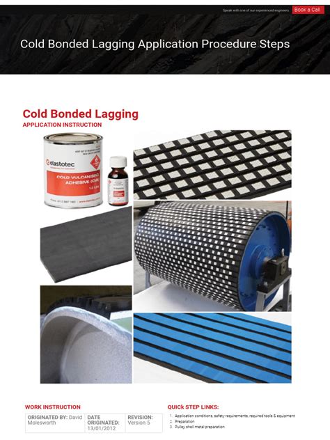 Cold Bonded Lagging Application Procedure Pdf Adhesive Humidity