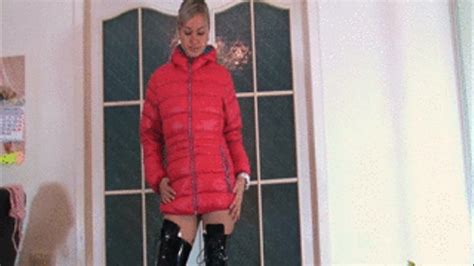 Christina Posing In High Boots With Jacket With Latex Top And With