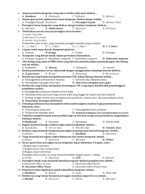 Soal Informatika Kelas 7 Pdf
