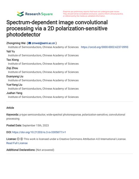 PDF Spectrum Dependent Image Convolutional Processing Via A D Polarization Sensitive