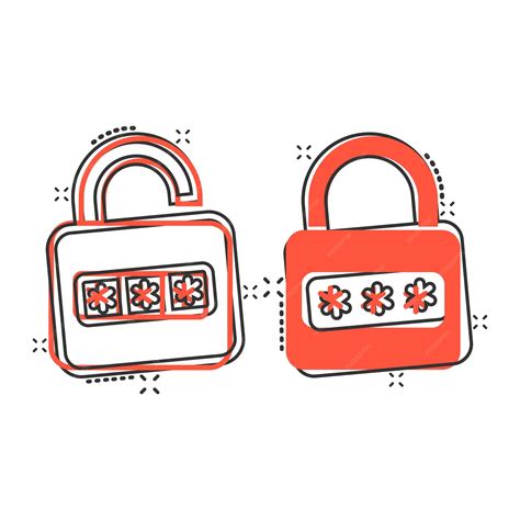 Premium Vector Login Icon In Comic Style Password Access Cartoon