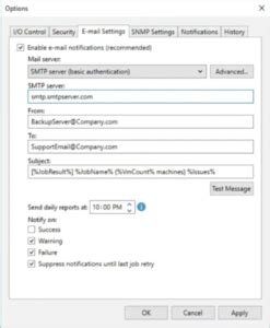 Veeam Unable To Connect To SMTP Server Because Of Invalid Credentials Or Connection Settings