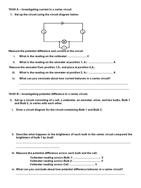 Series And Parallel Circuits Practical Ks3 Pdf Series And