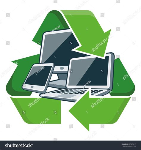 อุปกรณ์อิเล็กทรอนิกส์ที่มีสัญลักษณ์รีไซเคิลภาพประกอบเวกเตอร์ที่แยกได้ของเสียอุปกรณ์ไฟฟ้าและ