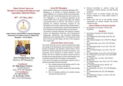 Dr Dilip Kumar Choubey On Linkedin Short Term Course On Title “machine Learning In Healthcare And