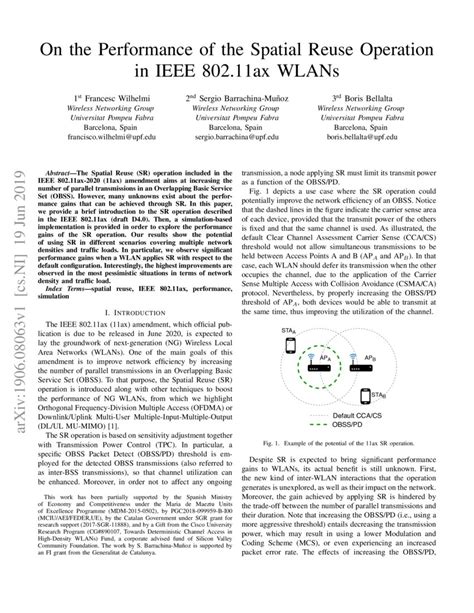 on the performance of the spatial reuse operation in ieee 802 11ax