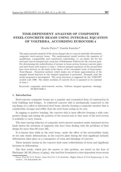 Time Dependent Analysis Of Composite Steel Concrete Beams Using