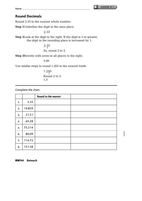 Top Rounding Decimals Charts Free To Download In PDF Format