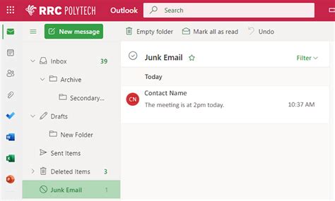 Move Junk Email To Inbox RRC Polytech Information Technology Solutions