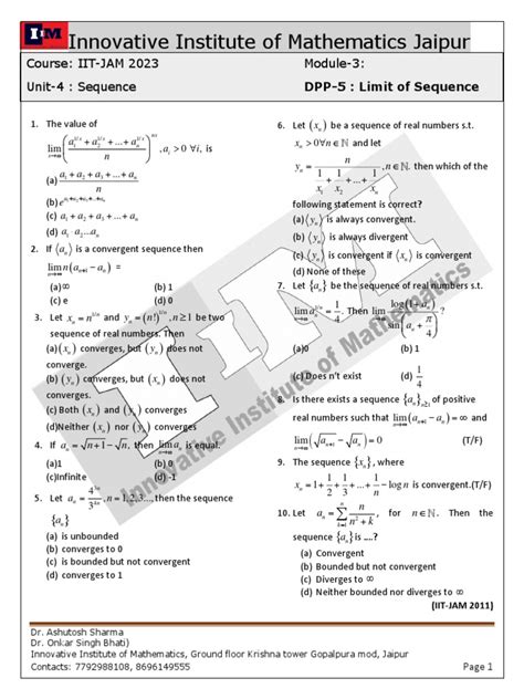 limit of a sequence pdf