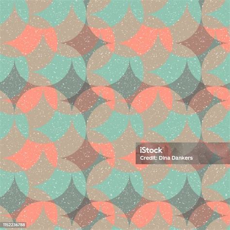 복고 스타일의 원 댄스홀 및 다이아몬드 모양의 요소 모자이크 기하학적 벡터 원활한 패턴입니다 0명에 대한 스톡 벡터 아트 및