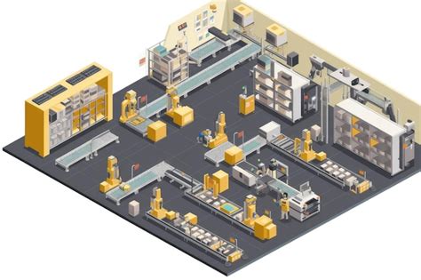 Premium Ai Image Factory Floor With Robotic Arms Moving Parts And Assembling Products Created