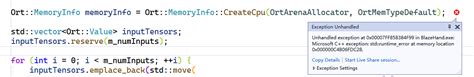 Unhandeled Exception Microsoft C Exception Stdruntimeerror At Memory Location · Issue