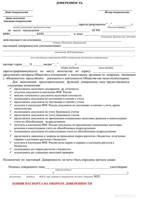 Доверенность в налоговую от юридического лица образец 2025