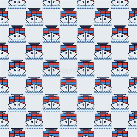 Ship With Containers Vector International Cargo Colored Seamless Pattern Stock Vector