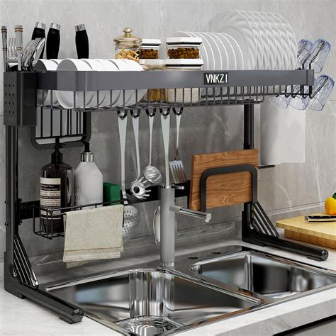 Vnkzi Over Sink Dish Drying Rack 2 Tier Stainless Steel