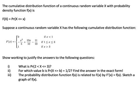 Solved The Cumulative Distribution Function Of A Continuous Chegg
