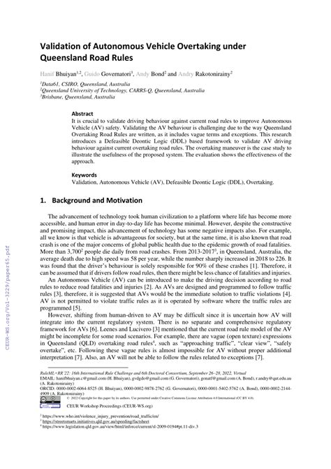 Pdf Validation Of Autonomous Vehicle Overtaking Under Queensland Road