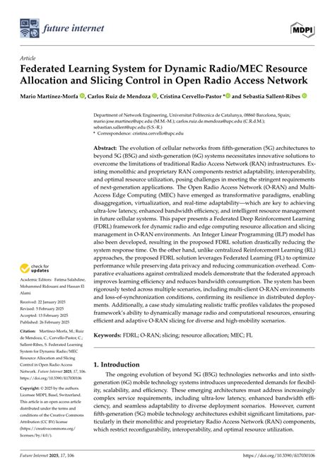 pdf federated learning system for dynamic radio mec resource