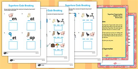 Precursive Superhero Code Breaking Resource Pack Twinkl