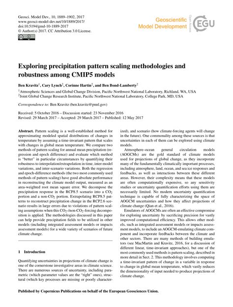 Pdf Exploring Precipitation Pattern Scaling Methodologies And