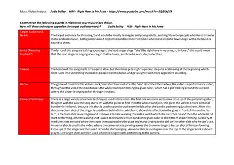 Music Video Analysis Work Sheet 3 Ppt