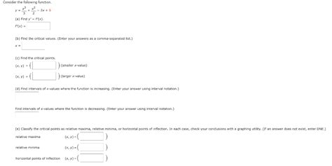 Solved Consider The Following Function Y3x32x2−2x5 A
