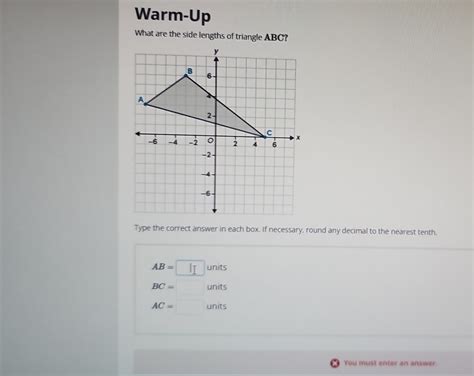 Solved Warm Up What Are The Side Lengths Of Triangle ABC Type The Correct Answer In Each Box
