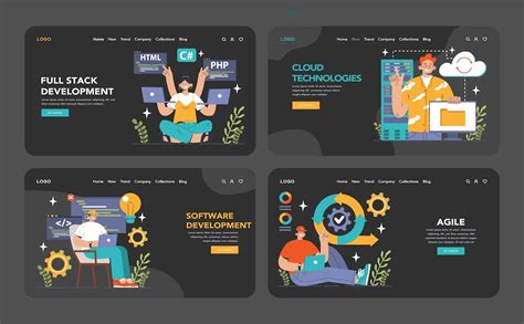 Premium Vector Software Development Web Banner Or Landing Page Dark