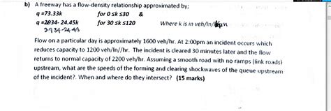 Solved B A Freeway Has A Flow Density Relationship