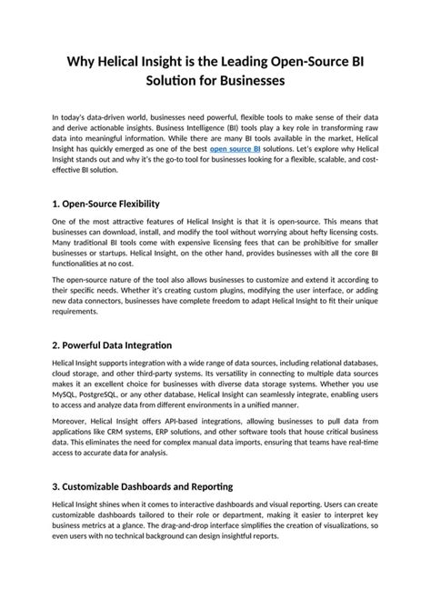 Why Helical Insight Is The Leading Open Source Bi Solution For Businesses Docx