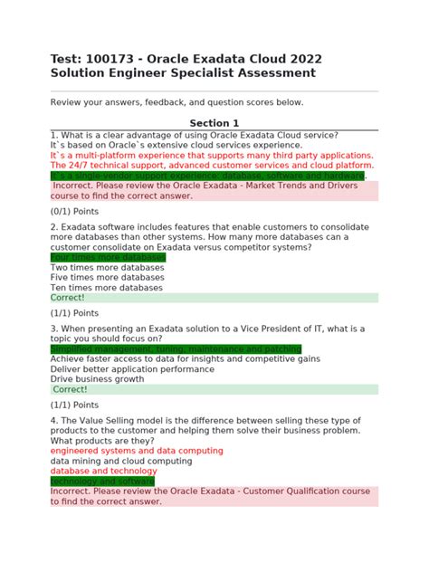 Oracle Exadata Cloud 2022 Solution Engineer Specialist Assessment Pdf Cloud Computing