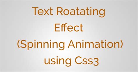 How To Create Text Rotate Animation Spin Using Css