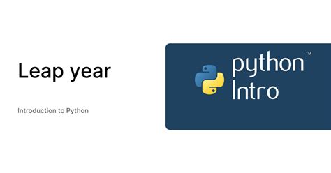 Leap Year Introduction To Python