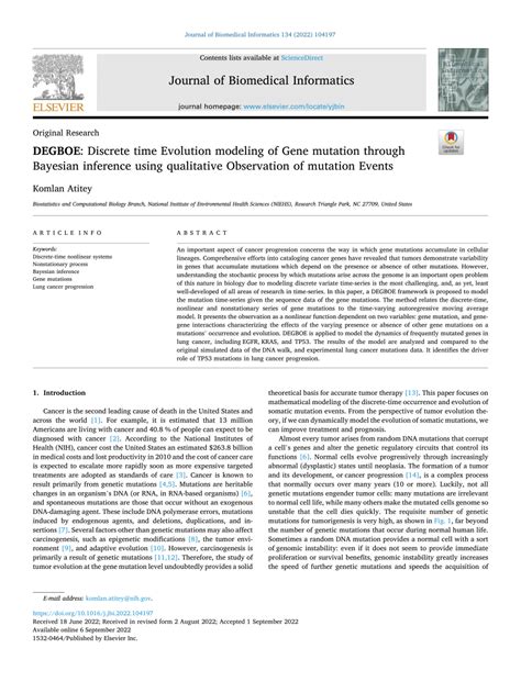 Pdf Degboe Discrete Time Evolution Modeling Of Gene Mutation Through