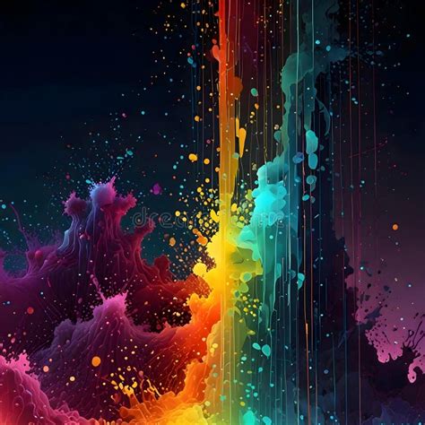 Abstract Data Visualization With Colorful Particles And Glowing Effects Stock Illustration