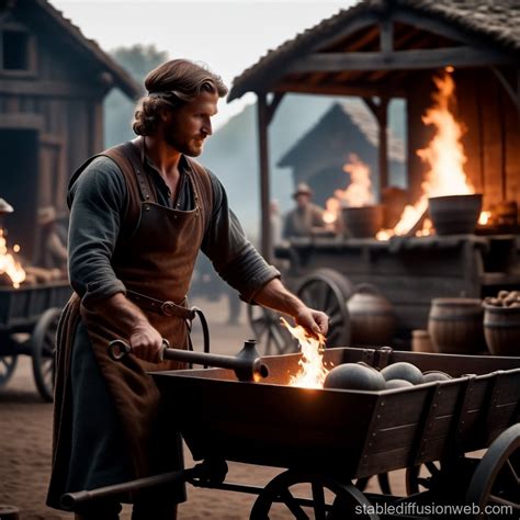 Blacksmiths Mobile Forge In Fantasy Setting Stable Diffusion Online