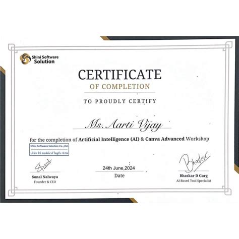aarti vijay on linkedin certification artificialintelligence canva