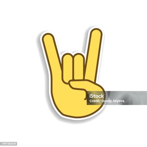 손가락 바위 색된 이모티콘 스티커 아이콘입니다 모바일 개념 및 웹 애플 리 케이 션 보여주기 위한 Emoji의 요소입니다 개념에 대한 스톡 벡터 아트 및 기타 이미지