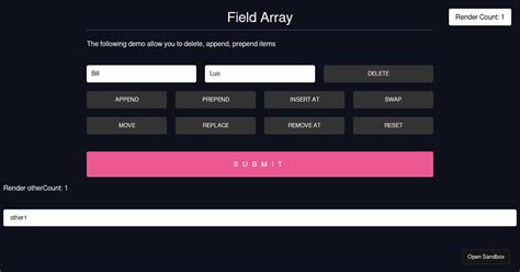 React Hook Form Usefieldarray Forked Codesandbox