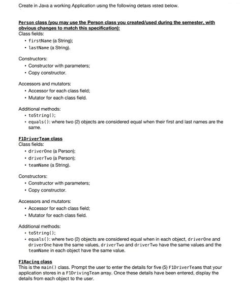 Solved Create In Java A Working Application Using The Chegg